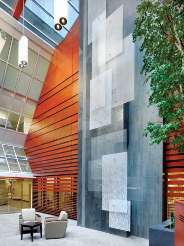 Multi-use atrium focal point of research institute - Construction Canada