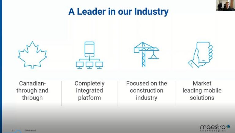 Mestro tech screenshot - Construction Canada