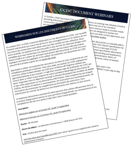 Webinaires sur les documents du CCDC - Construction Canada