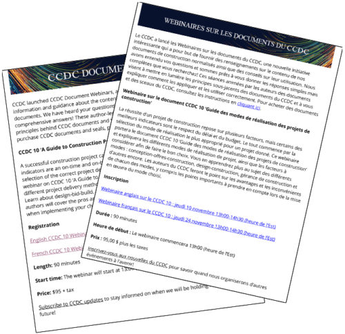 Document du CCDC Webinaires de novembre - Construction Canada